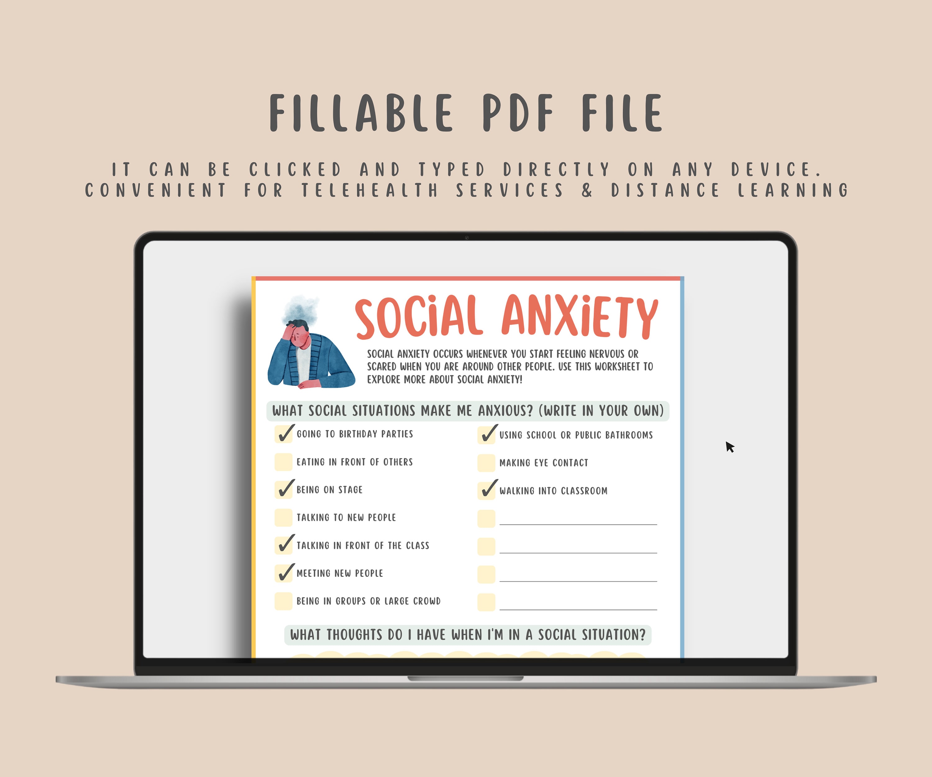 Social Anxiety Worksheet for Kids Teens & Children Social - Etsy