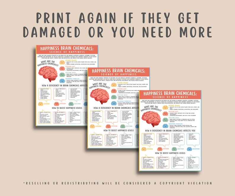 Happiness Brain Chemicals Handout for Kids Teens & Adults - Etsy