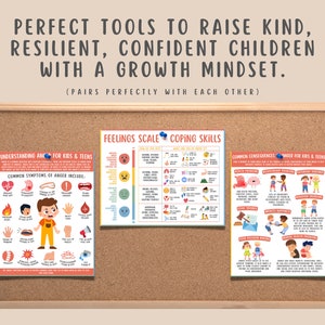 Feelings Coping Skills for Teens & Kids, Emotions Scale Chart, Children ...