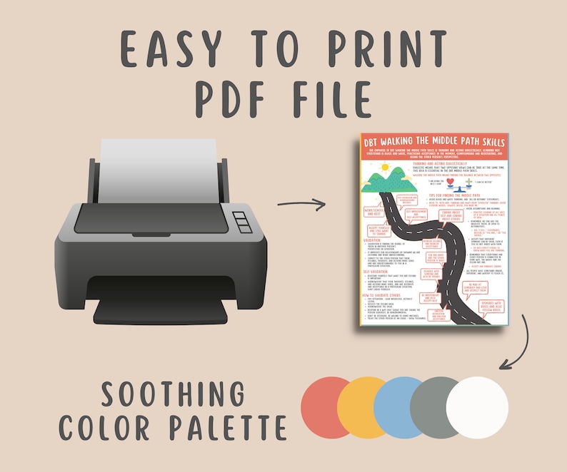 DBT Middle Path Coping Skills Handout Teens Kids Adults - Etsy