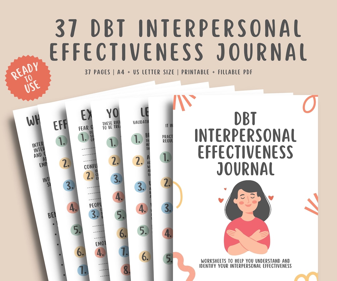 37 DBT Interpersonal Effectiveness Worksheets Journal - Etsy