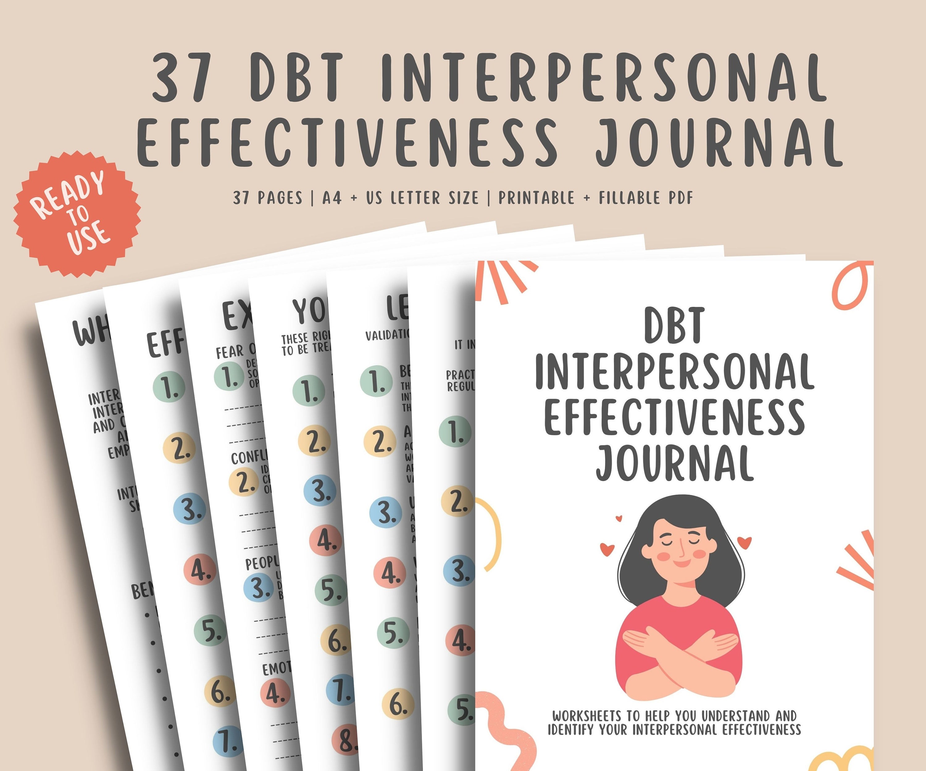 37 DBT Interpersonal Effectiveness Worksheets Journal - Etsy