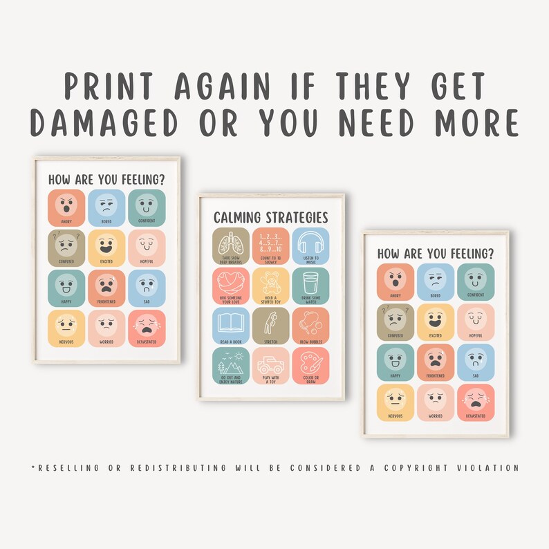 Feelings Calming Strategies Poster for Kids, Emotions Scale Chart ...