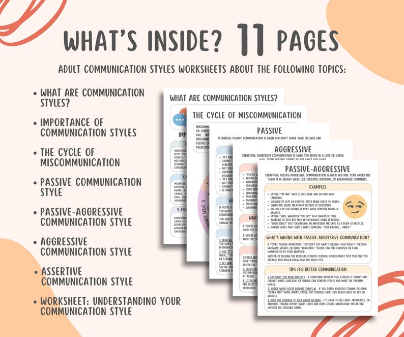 Communication Styles Worksheets (11 Pages), Communication Skills ...