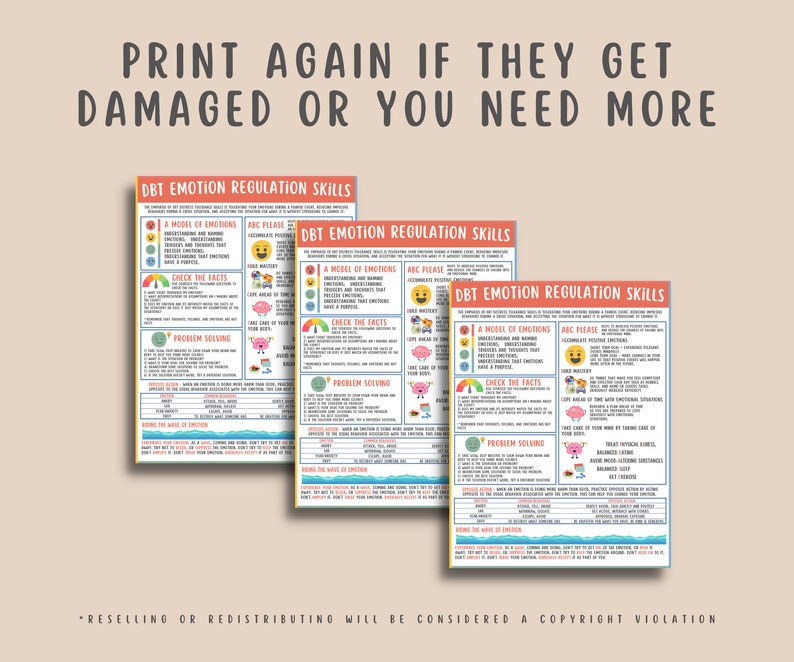 DBT Emotion Regulation Coping Skills Handout Teens Kids - Etsy