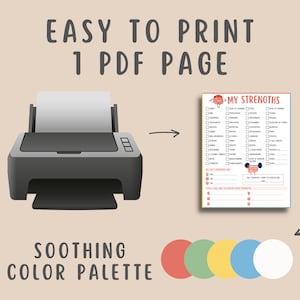 My Strengths Worksheet for Kids & Teens, Self Esteem Journal Children ...