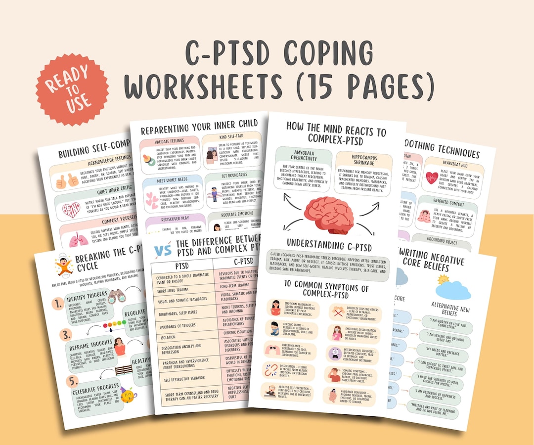 C-PTSD Trauma Healing Worksheets (15 Pages) Complex PTSD, Childhood Trauma, Trauma Processing ...