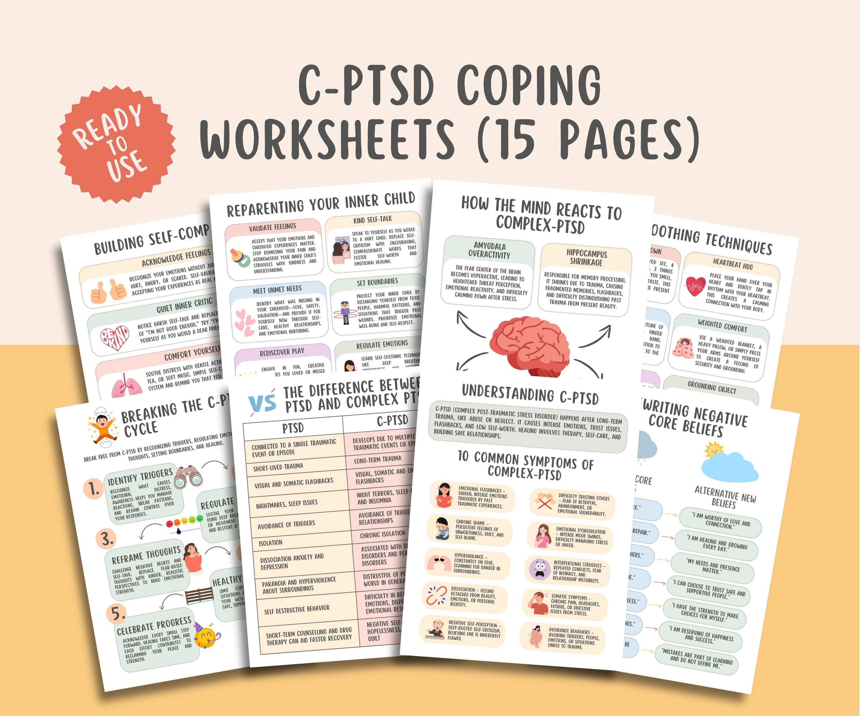 C-PTSD Trauma Healing Worksheets (15 Pages) Complex PTSD, Childhood ...