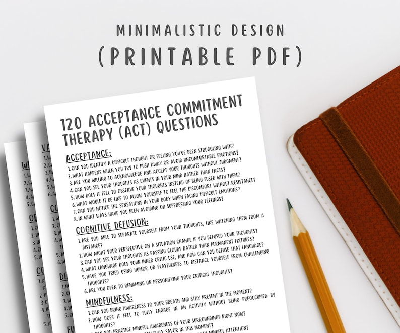Acceptance and Commitment Therapy, 120 ACT Questions, Counseling ...