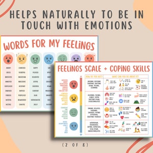 8 Feelings Emotions Coping Prints Bundle for Teens Kids, Feelings Scale ...
