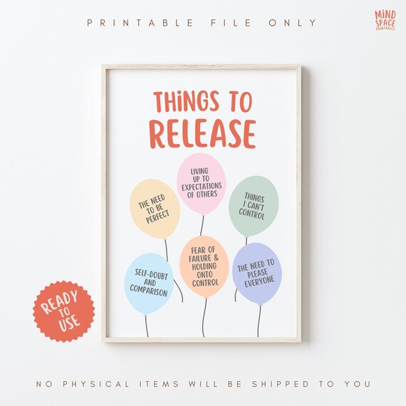 Things to Release Poster Let If Go Wall Art Coping Skills - Etsy UK