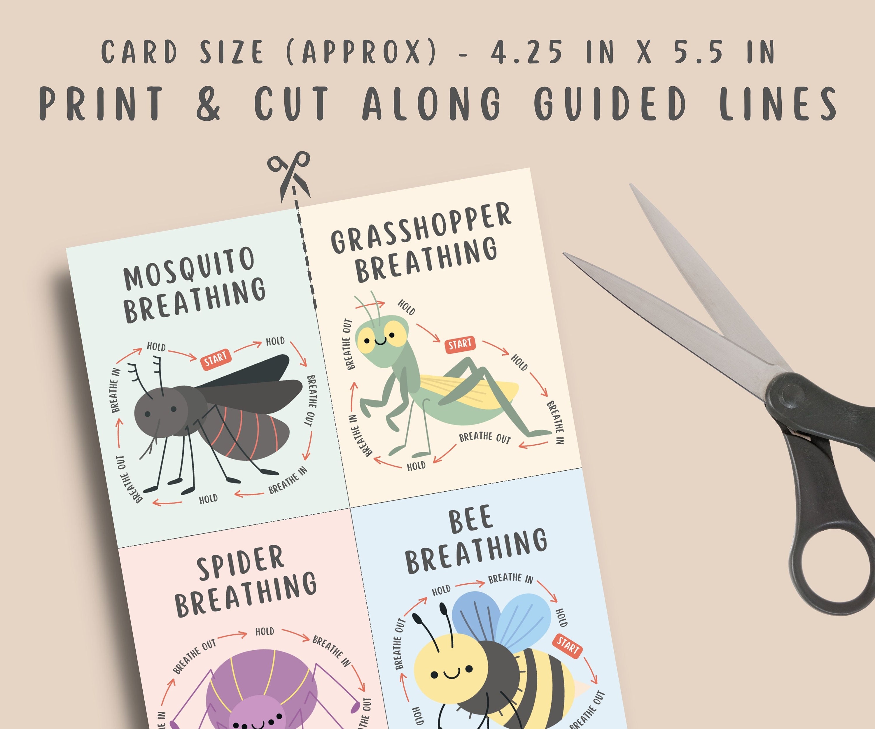 12 Insects Breathing Flashcards Children Mindful Coping - Etsy