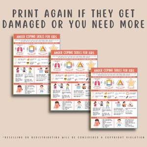 Anger Coping Skills for Kids & Teens, Anger Management Print, Anger ...