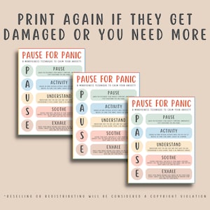 Pause for Panic Poster for Kids Teens, Trauma Recovery, Narrative Therapy, School Counselor ...