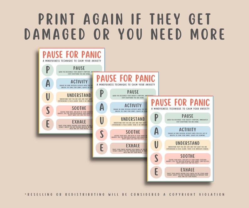 Pause for Panic Poster for Kids Teens Trauma Recovery - Etsy