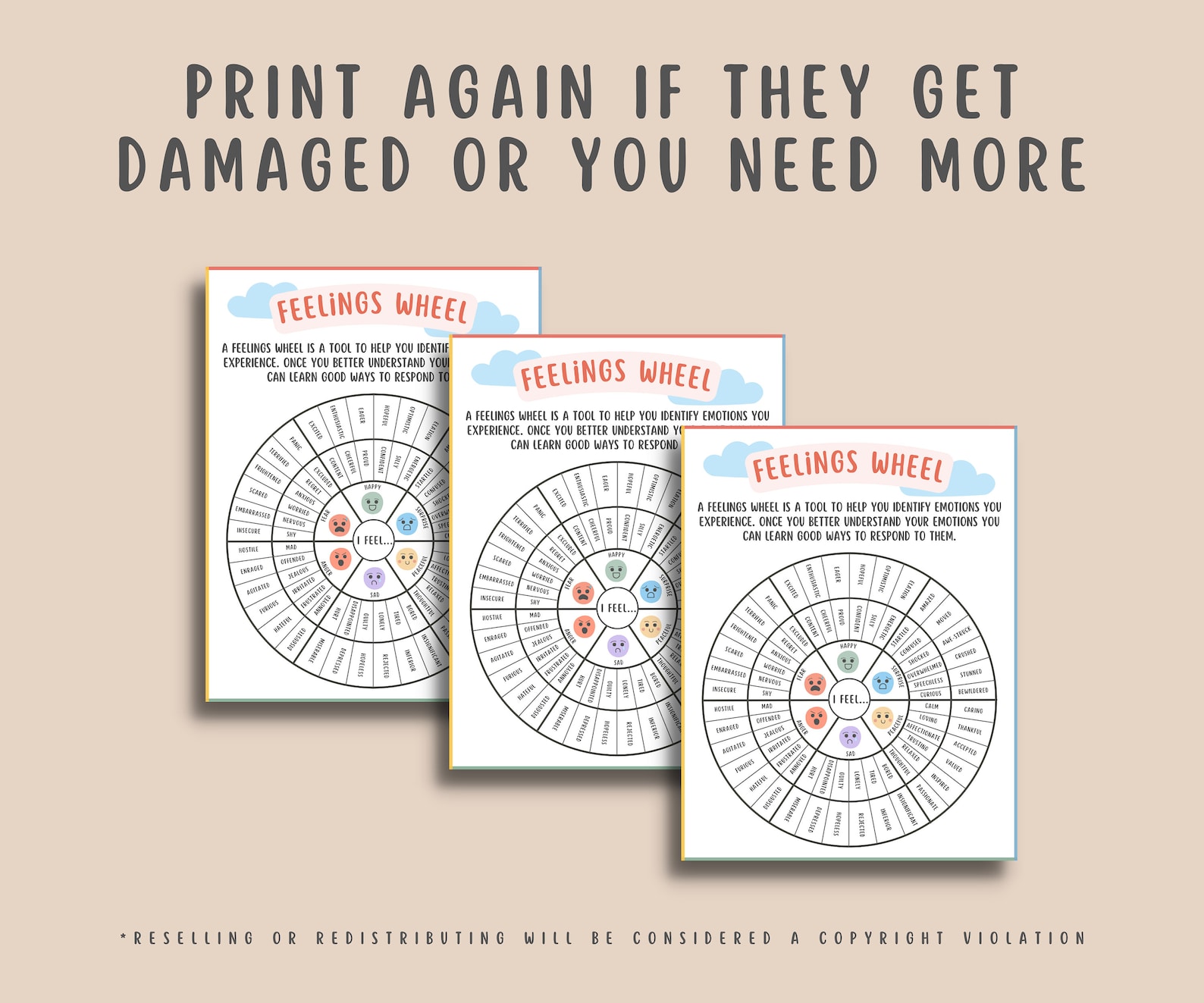 Coloring Feelings Wheel Printable for Kids & Teens, Emotions Wheel ...