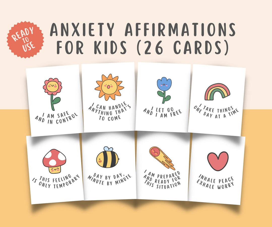 26 Anxiety Coping Affirmations Cards for Kids Teens, Grounding Calming ...