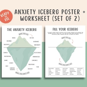 Anxiety Iceberg Worksheets (set of 2), Social Anxiety Coping Skill ...