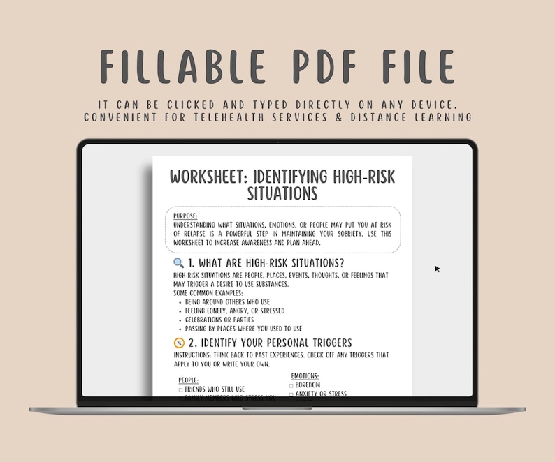 Sobriety & Addiction Recovery Worksheets (26 Pages) Relapse Prevention ...