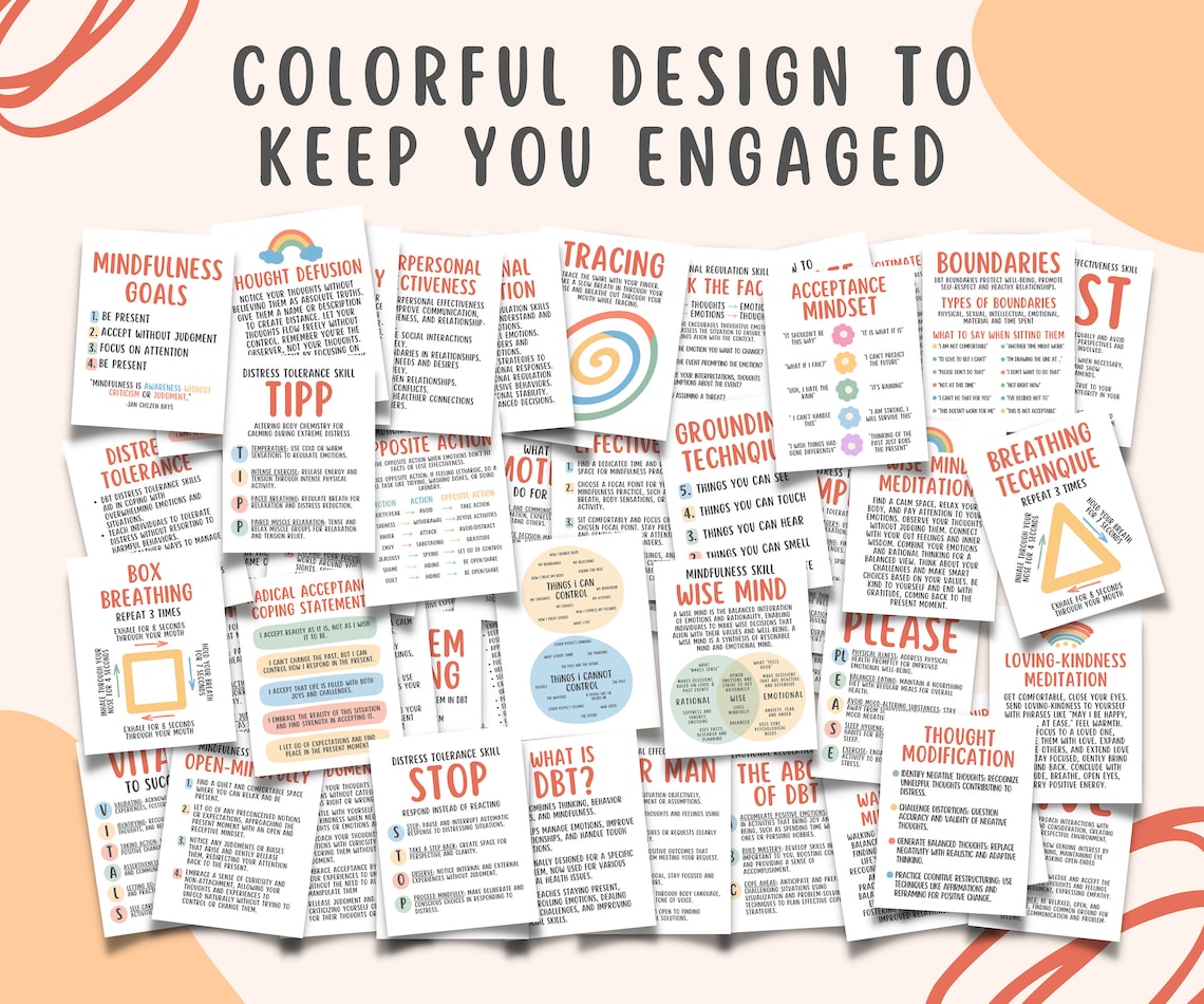 52 DBT Flashcards Dialectical Behavior Therapy Coping Skills - Etsy ...