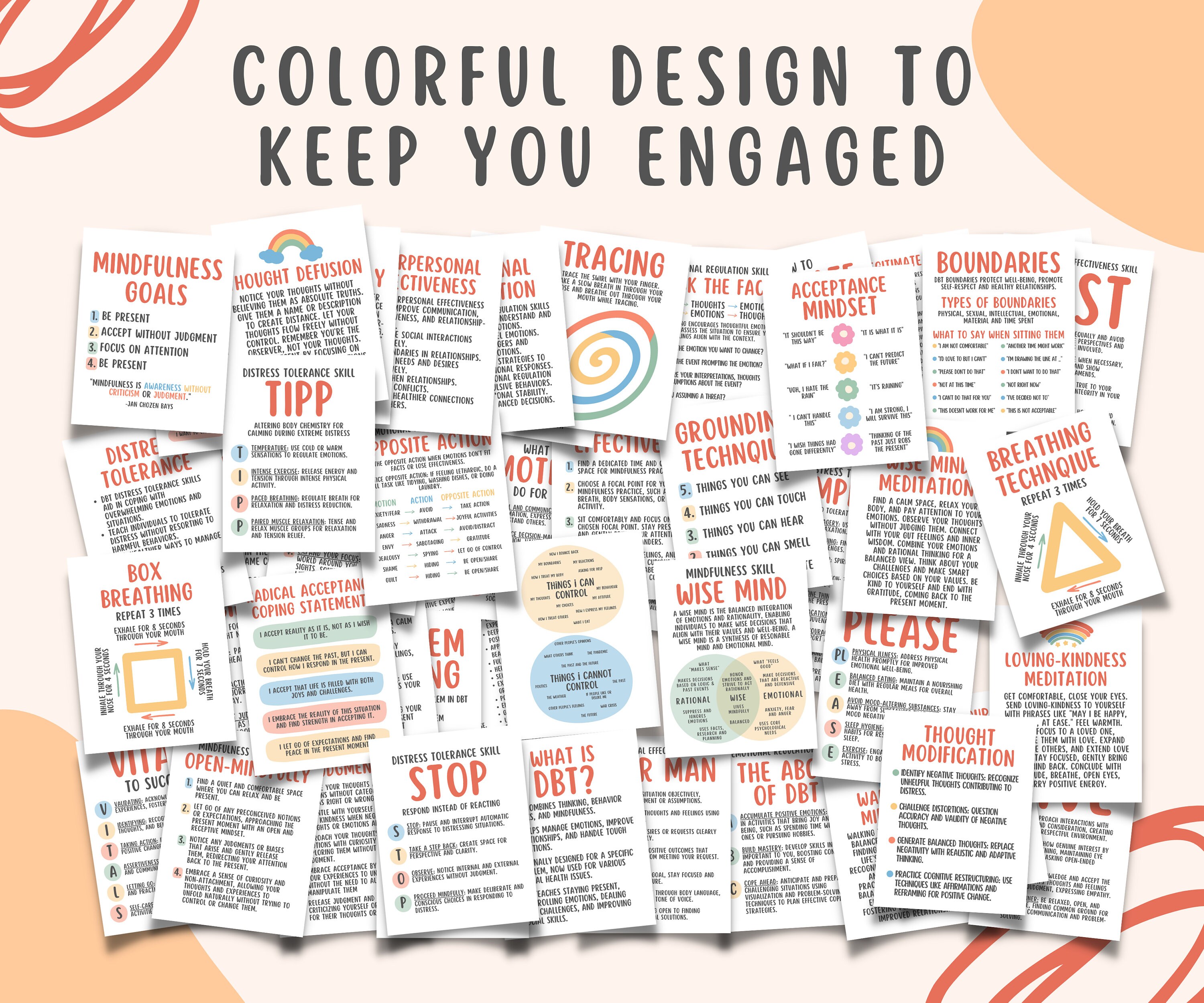 52 DBT Flashcards Dialectical Behavior Therapy Coping Skills - Etsy ...