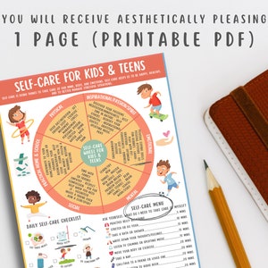 Self-care Wheel Printable for Kids & Teens, Child Therapist School ...