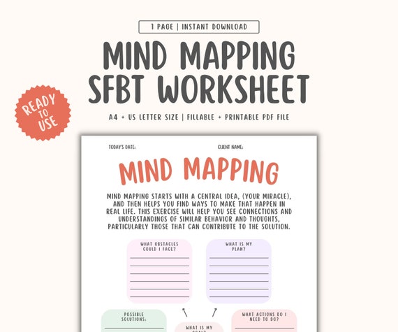 Mind Mapping Worksheet SFBT Worksheets Solution Focused - Etsy