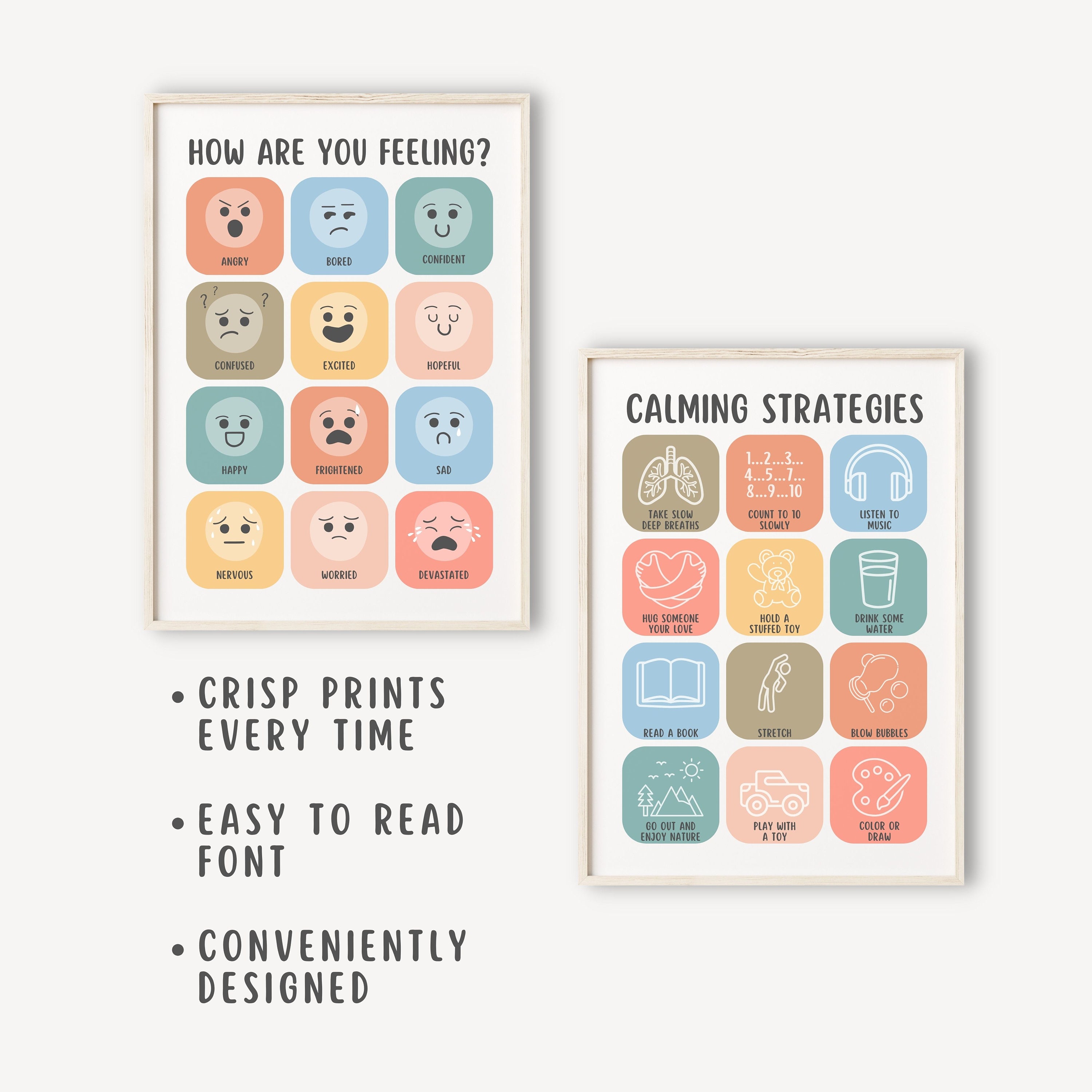 Feelings Calming Strategies Poster for Kids, Emotions Scale Chart ...