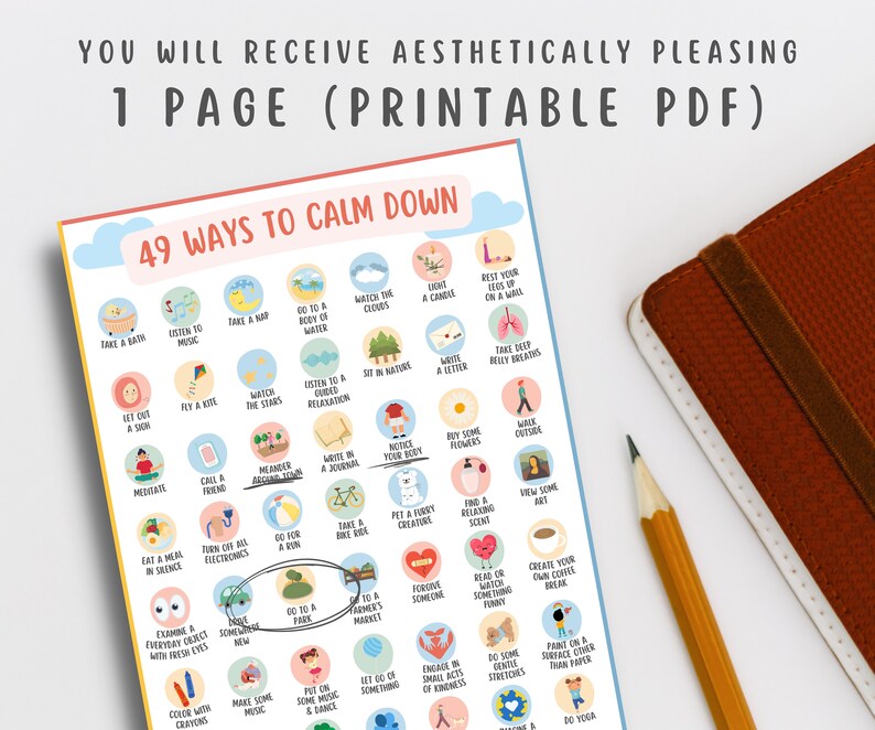 49 Calming Techniques Poster for Kids Teens, Grounding Strategies ...