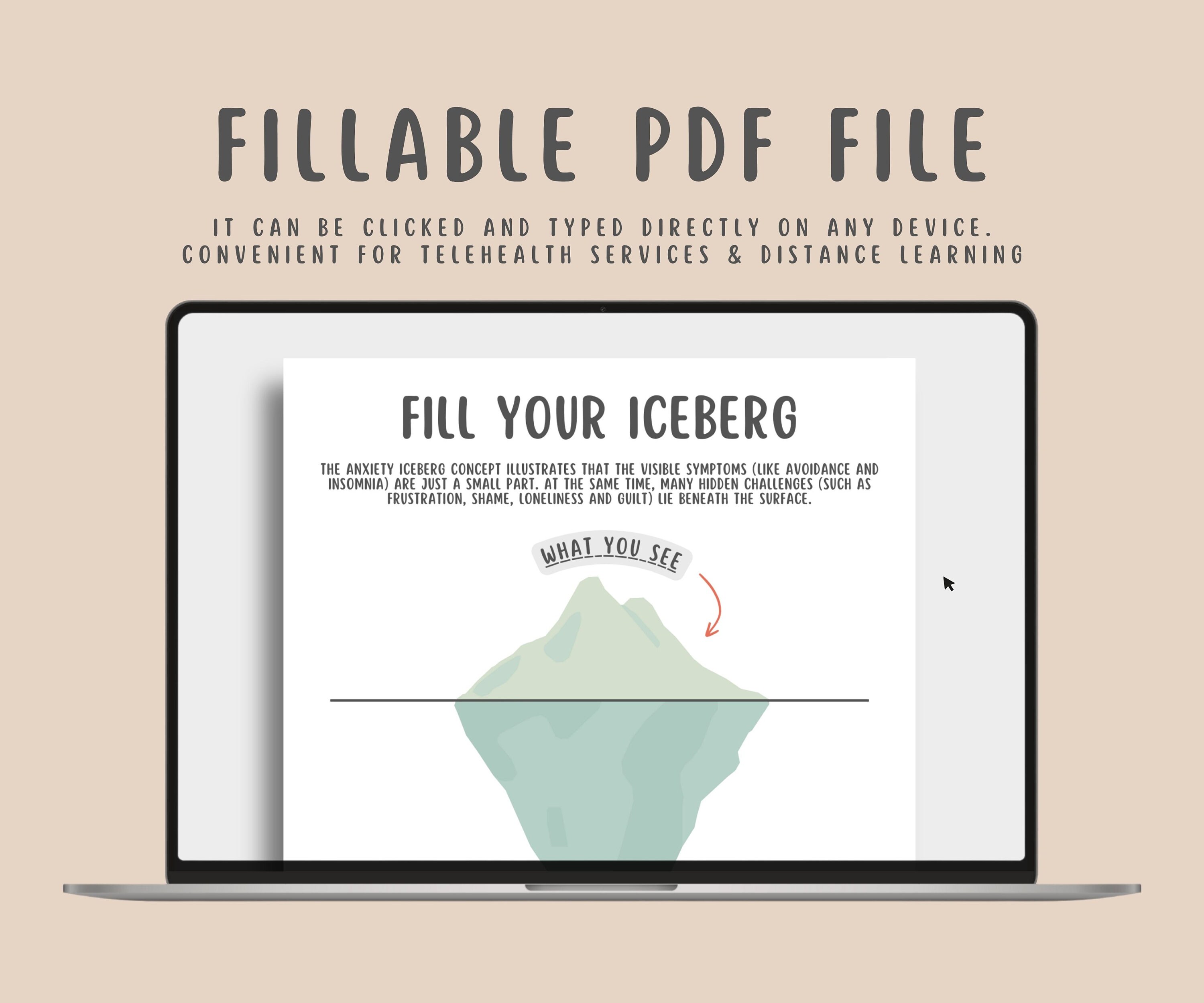 Anxiety Iceberg Worksheets set of 2, Social Anxiety Coping Skill ...