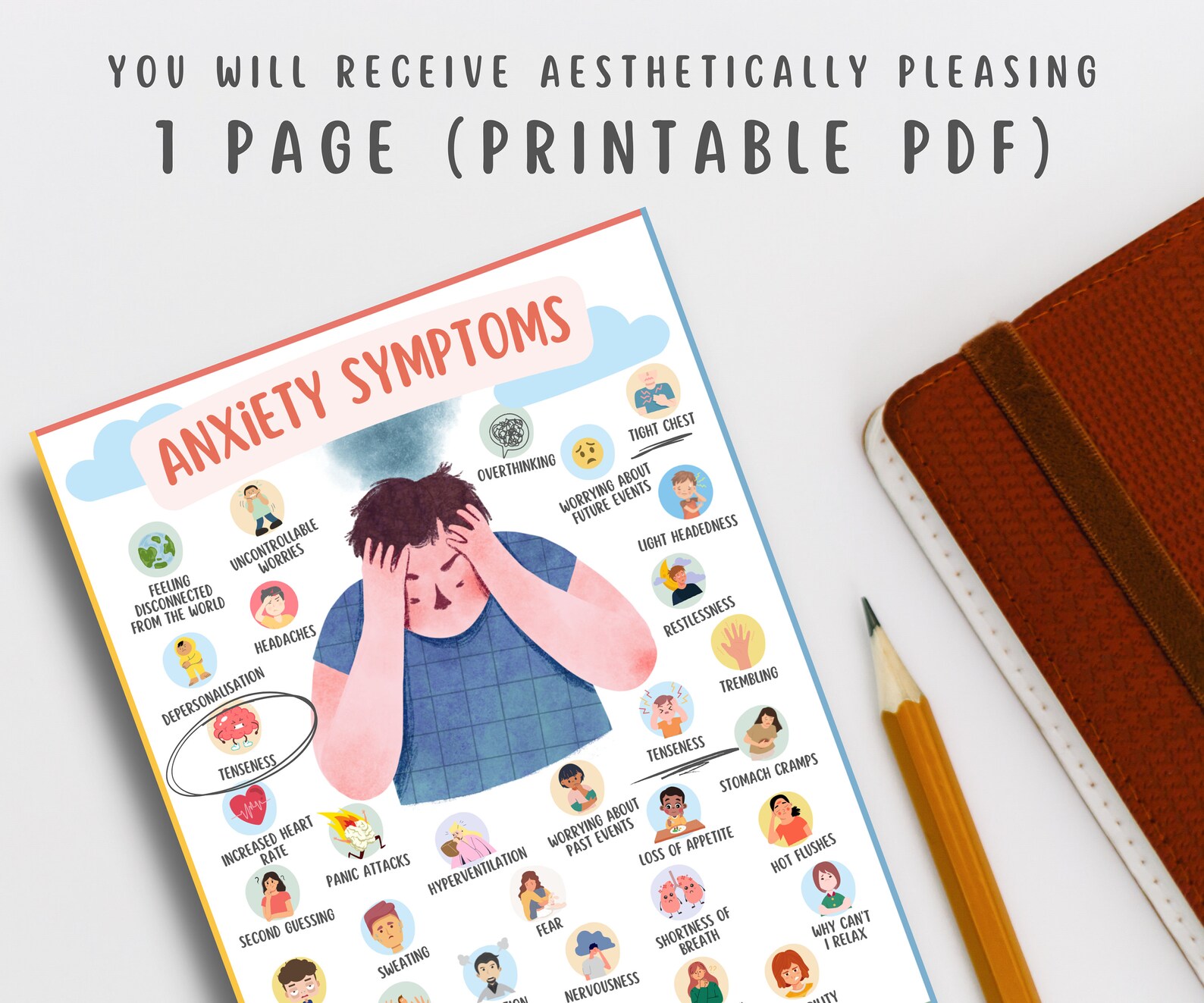 Anxiety Symptoms Handout Teens Kids, Stress Management Worksheet ...
