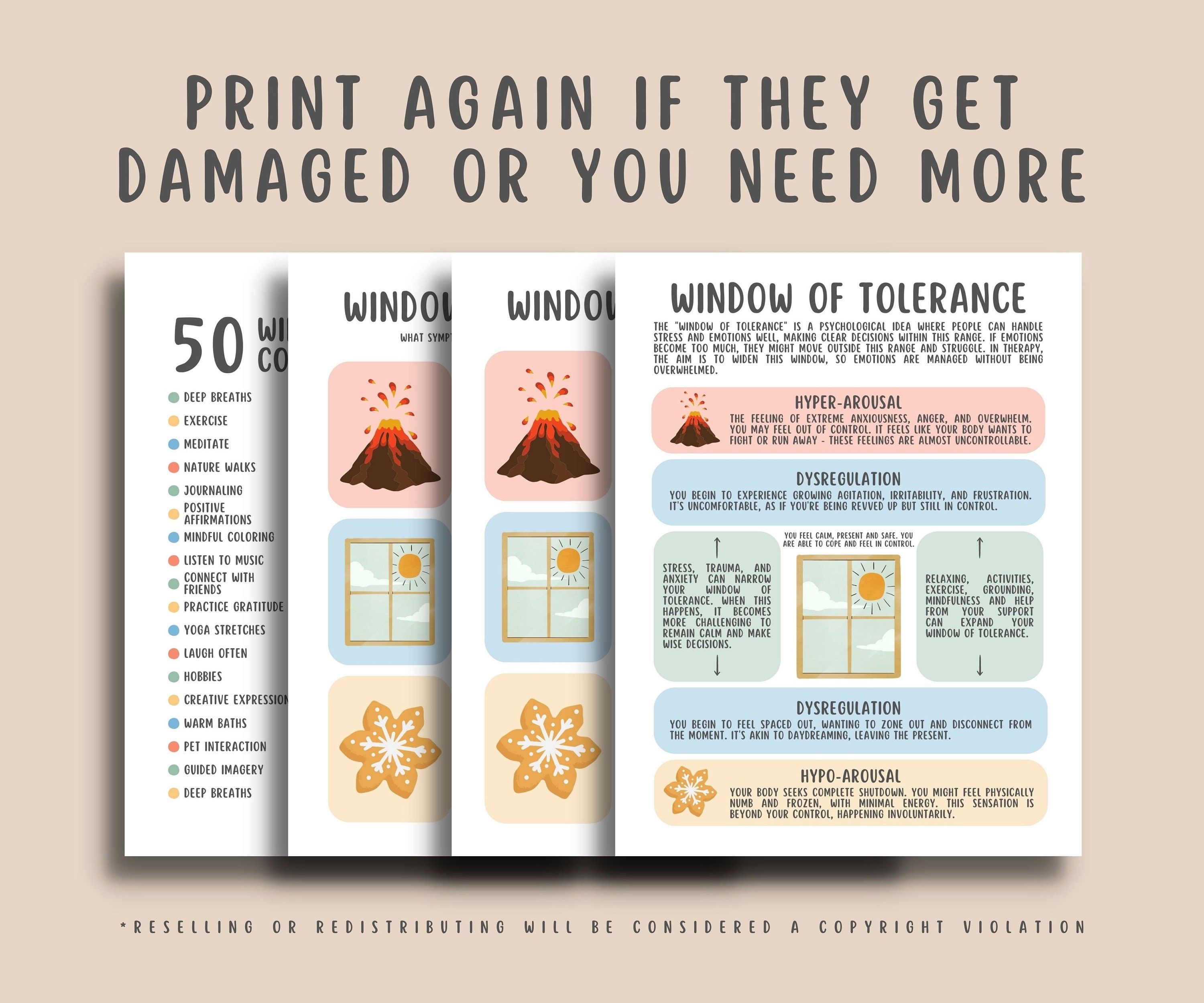4 DBT Window of Tolerance Worksheets Dialectical Behavior - Etsy