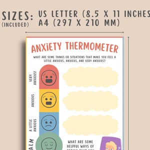 Anxiety Thermometer Worksheet for Kids and Teens, Help Children With ...