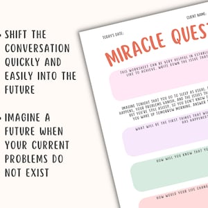 Miracle Questions Worksheet, SFBT Worksheets, Solution Focused Therapy ...