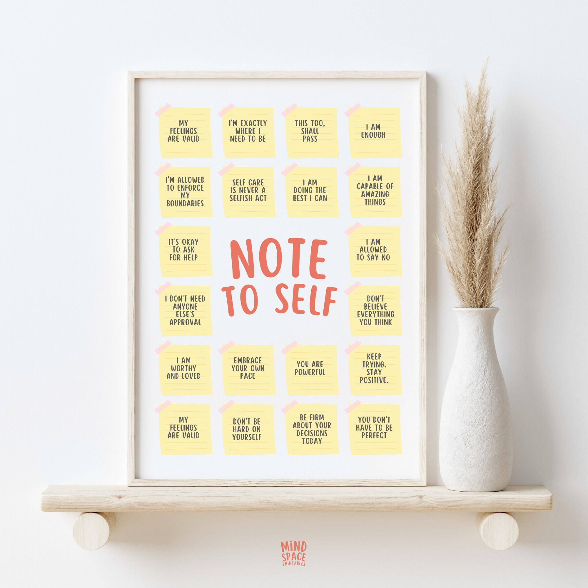 Note to Self Poster, Self Reminder Wall Art, Things to Remember ...