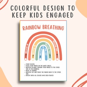 Rainbow Breathing Calm Down Poster Kids Teens Mindfulness Coping Skills ...