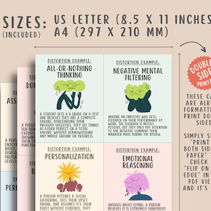 57 Cognitive Distortion Cards, DBT Coping Skill Cards, Unhelpful Ways ...