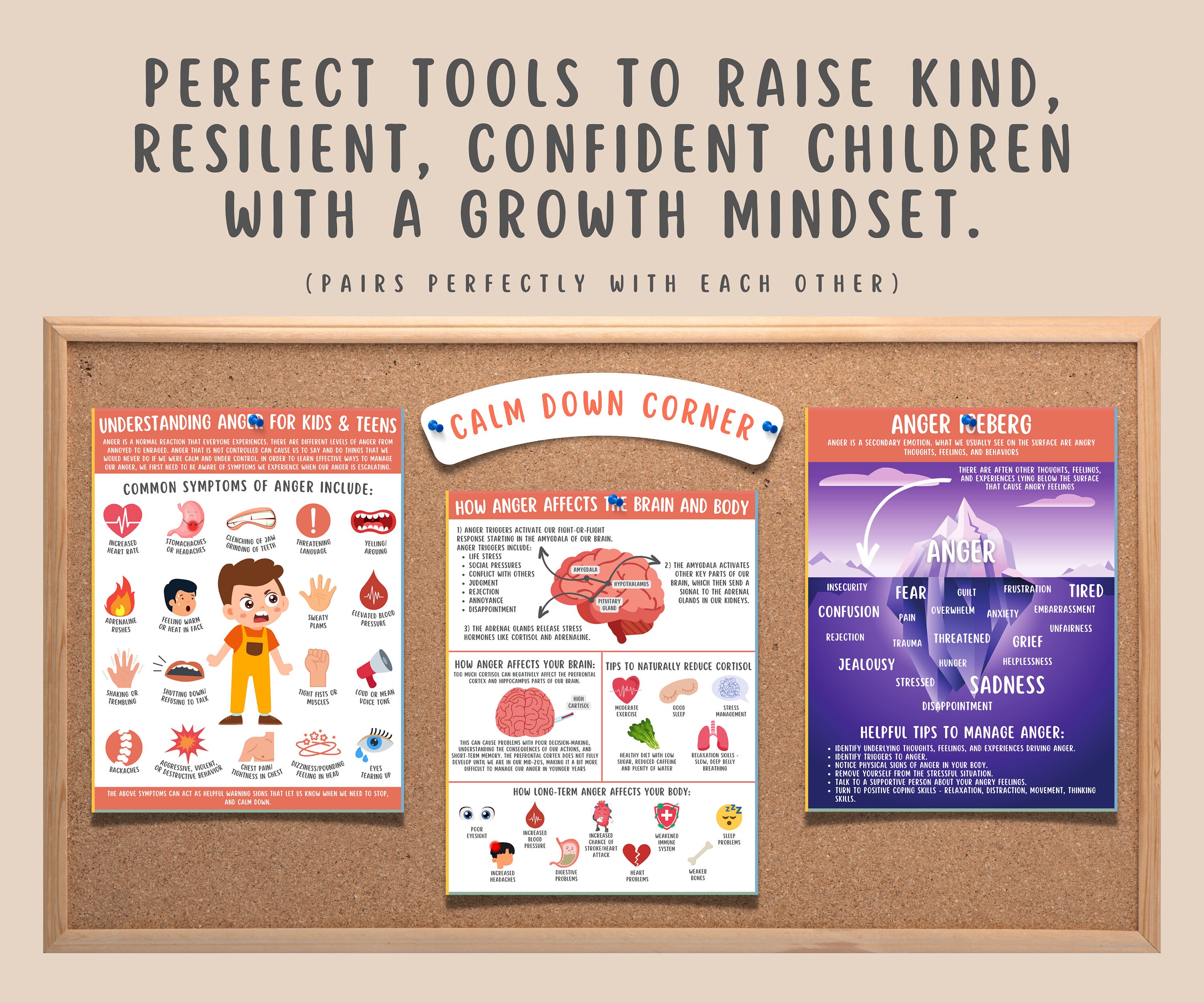 Anger Affects on Brain & Body Handout for Kids Teens, Stress Management ...