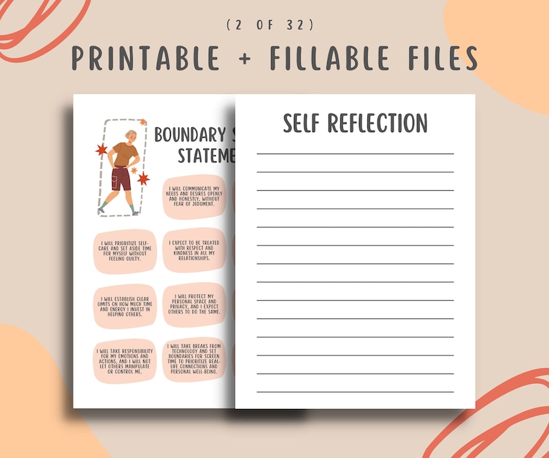 32 Personal Boundaries Worksheets, DBT Therapy Workbook, Healthy ...