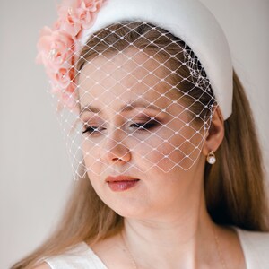 Birdcage Veil Fascinator for Wedding, Floral Headband for Wedding ...