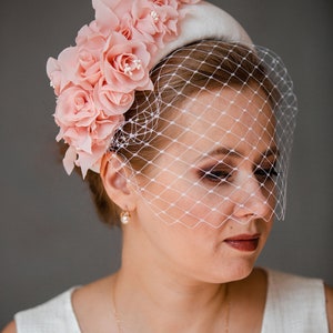 Birdcage Veil Fascinator for Wedding, Floral Headband for Wedding ...