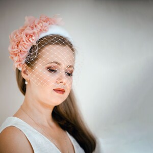 Birdcage Veil Fascinator for Wedding, Floral Headband for Wedding ...