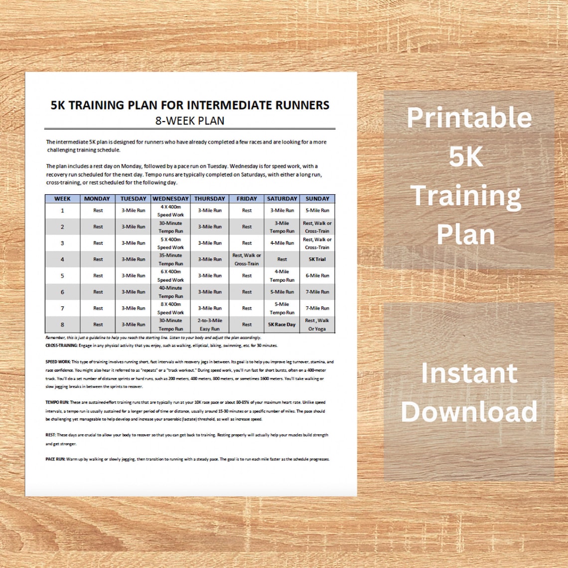 8-week 5K Training Plan Bundle With Running Log/journal, 5K Training ...