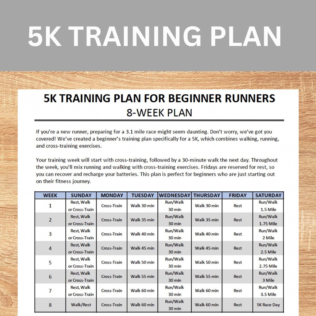 8-week 5K Training Plan Bundle With Running Log/journal, 5K Training ...