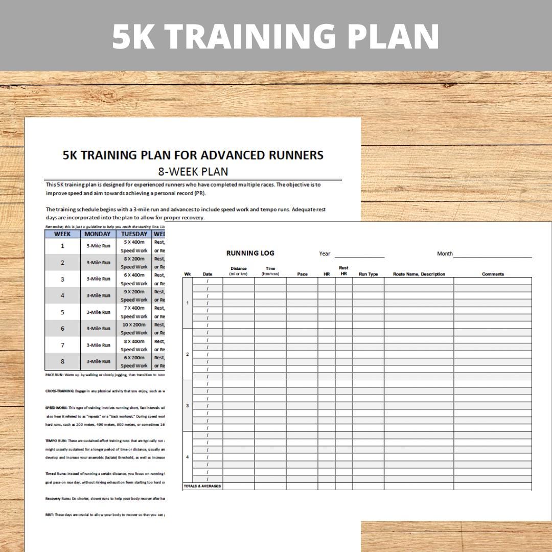 8-week 5K Training Plan Bundle With Running Log/journal, 5K Training ...