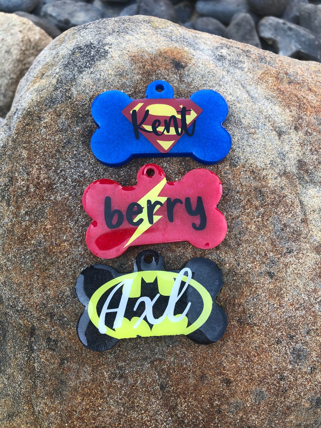 Super Hero Pet Tags | Custom Dog Tags | Resin Dog Tag | Bone Shaped Tag ...