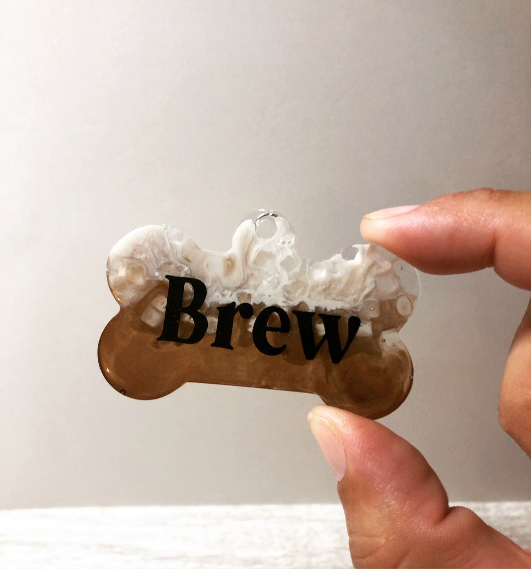 Cold Brew Pet Tag | Custom Pet Tags | Resin Dog Tag | Bone Shaped Tag ...