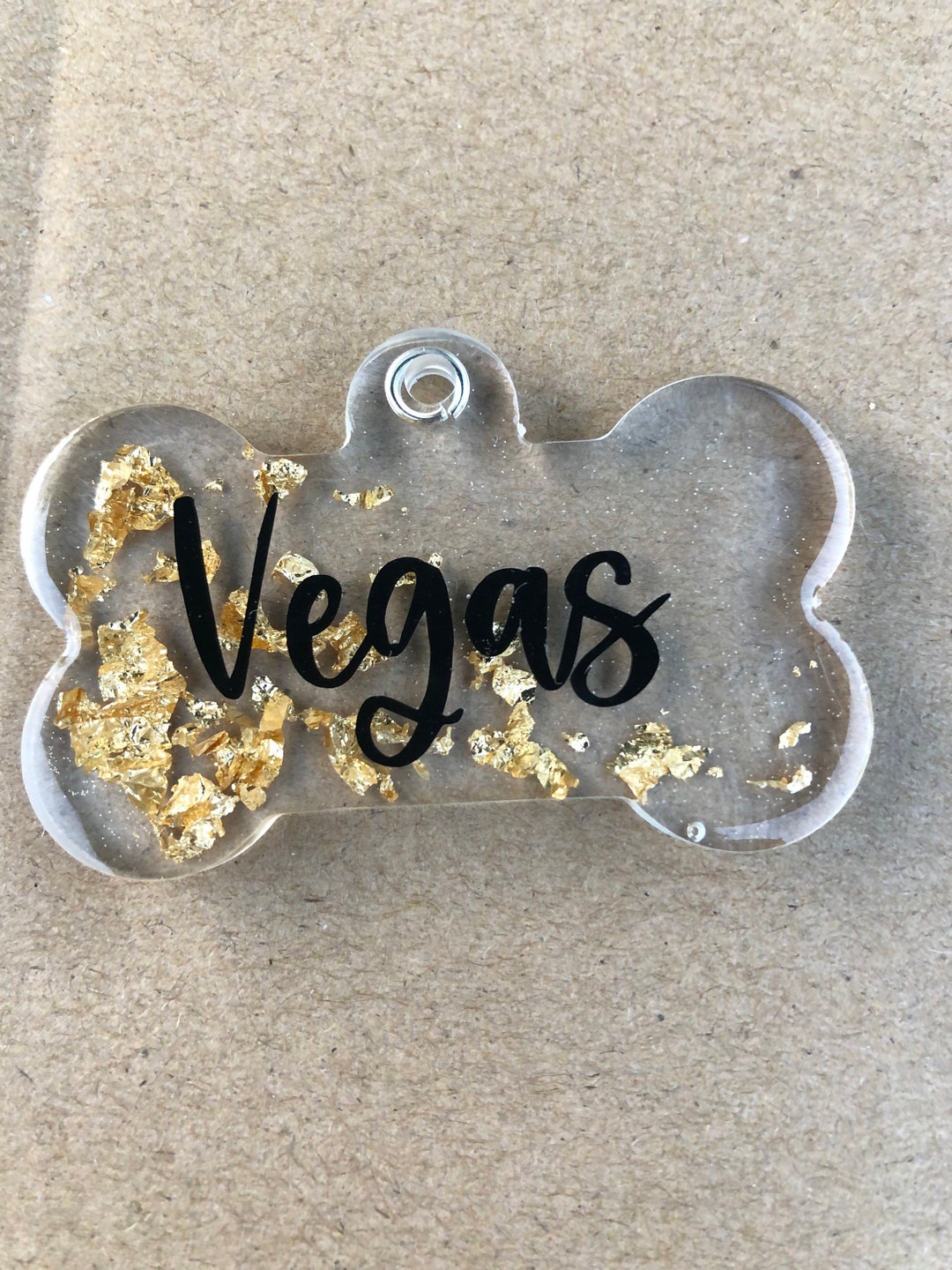 Custom Resin Dog Tag: Vegas Gold Bone Pet Tag - Etsy