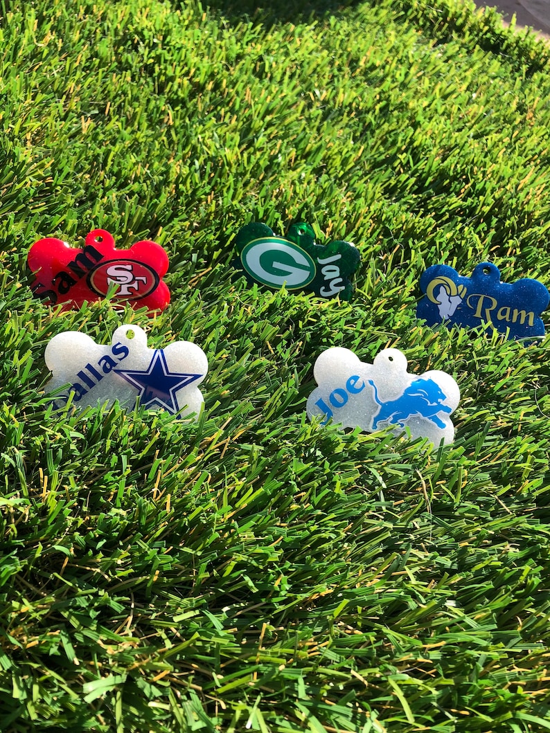 Football Pet Tag: Custom Resin Bone-shaped Dog Tag - Etsy