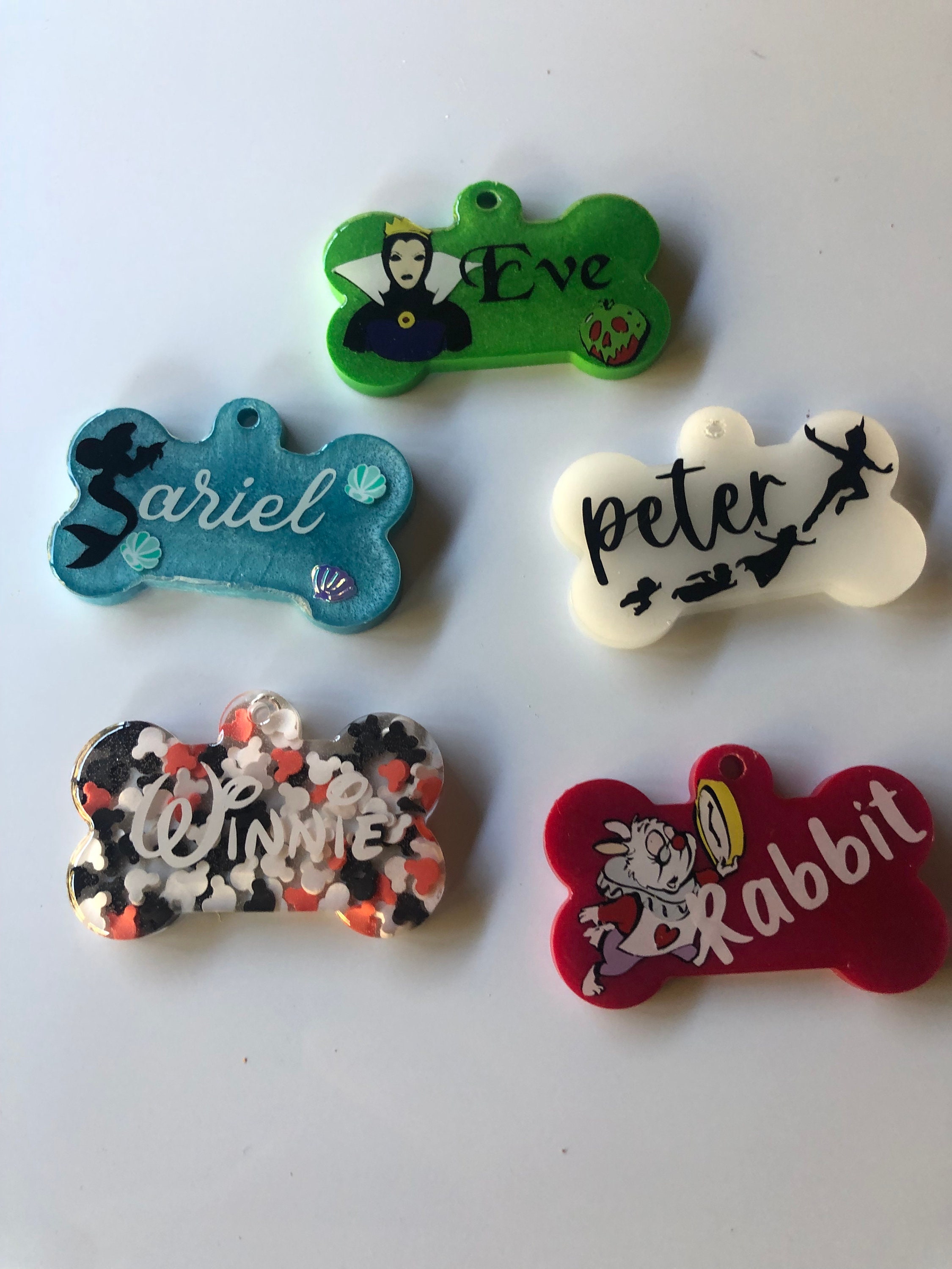 Classic Disney Character's Pet Tag Custom Dog Tags Resin Dog Tag Bone ...